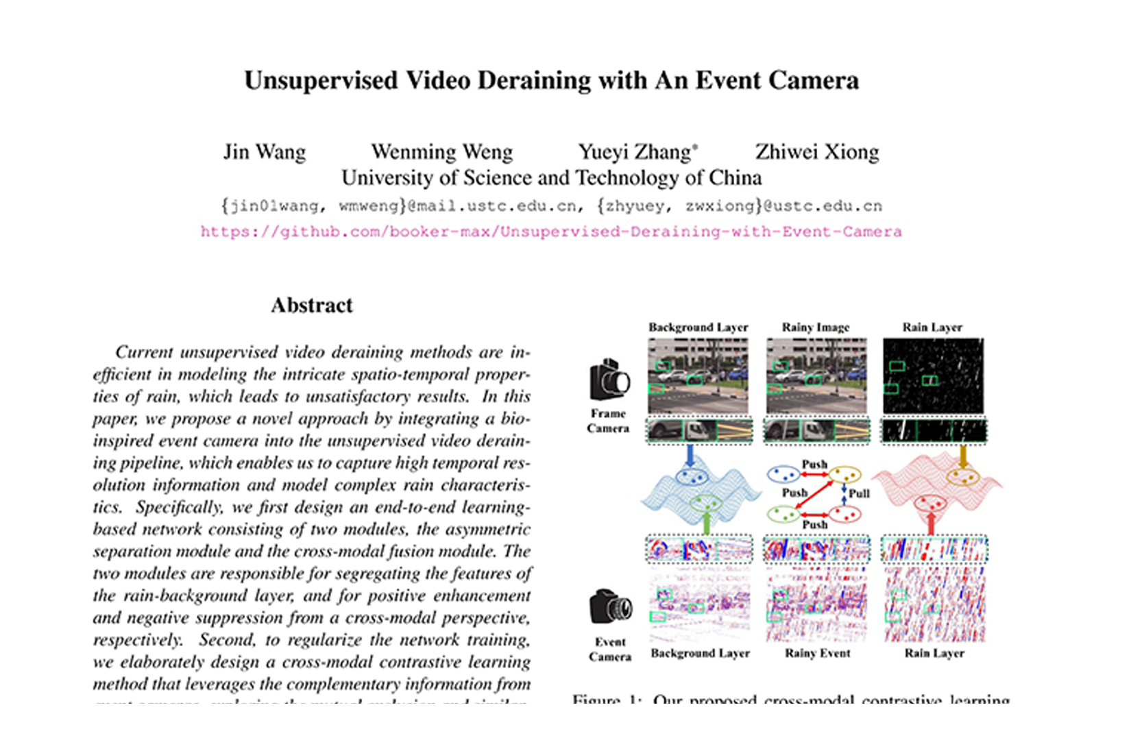 Unsupervised Video Deraining with An Event Camera Unsupervised Video Deraining with An Event Camera