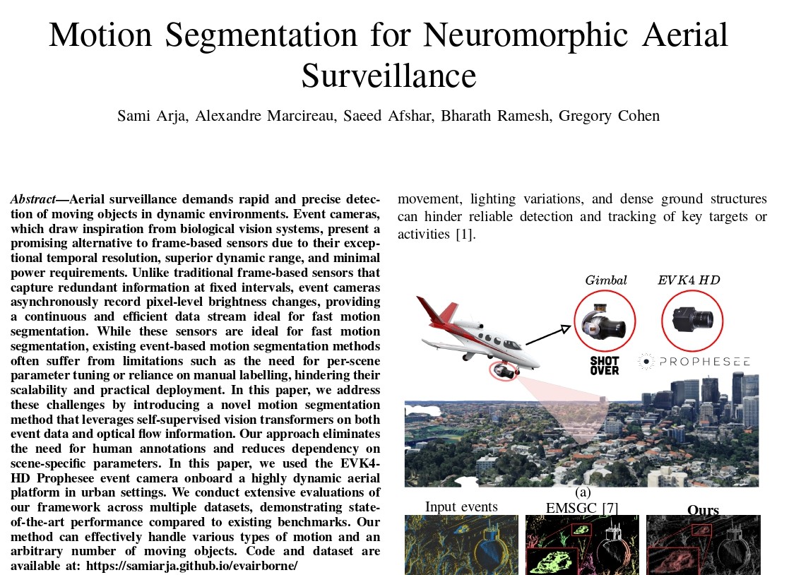 Motion Segmentation for Neuromorphic Aerial Surveillance